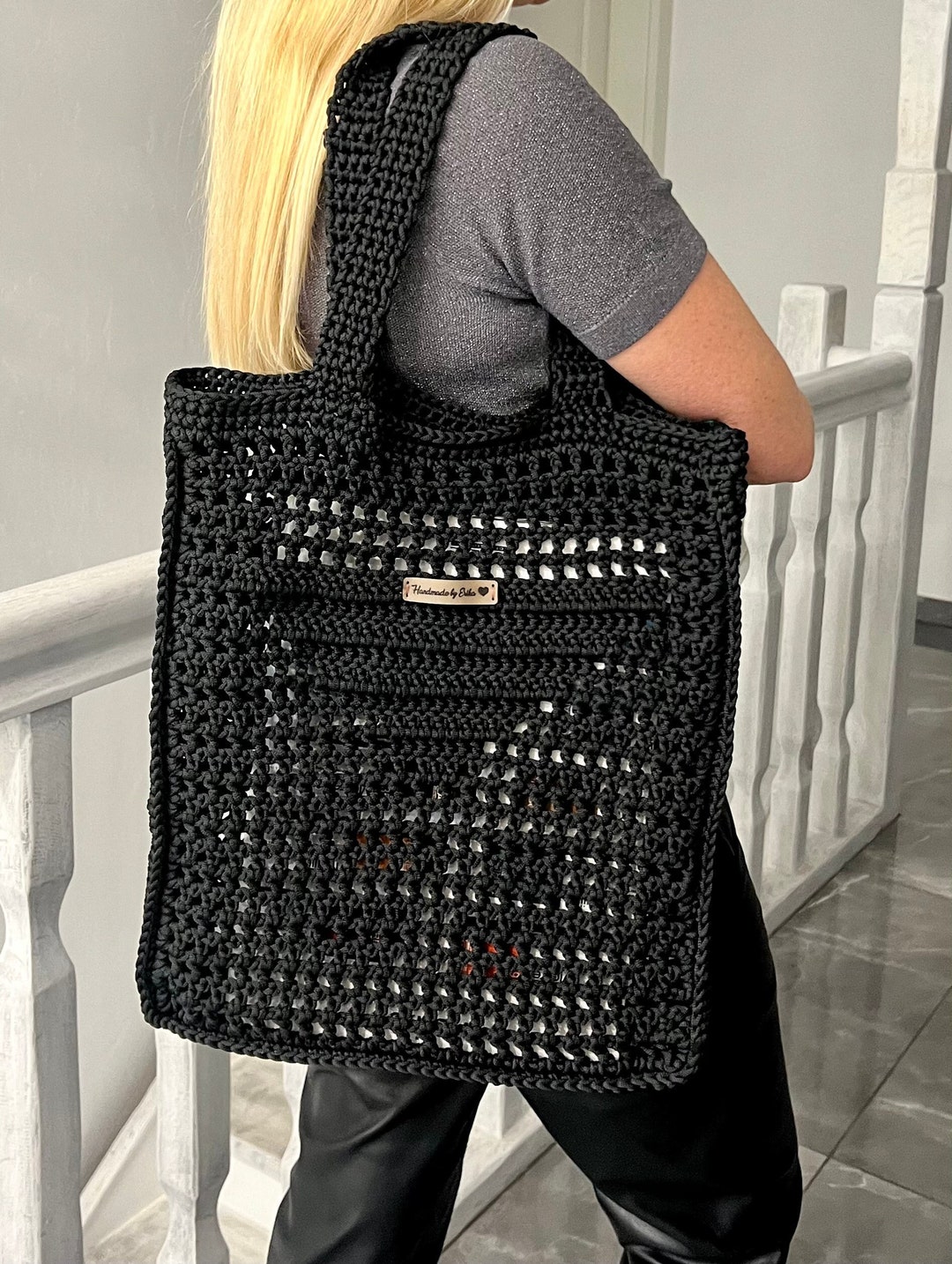 Crochet Handmade Bag, Crochet Rope Bag, Ribbon Tote Bag, Crochet Design ...