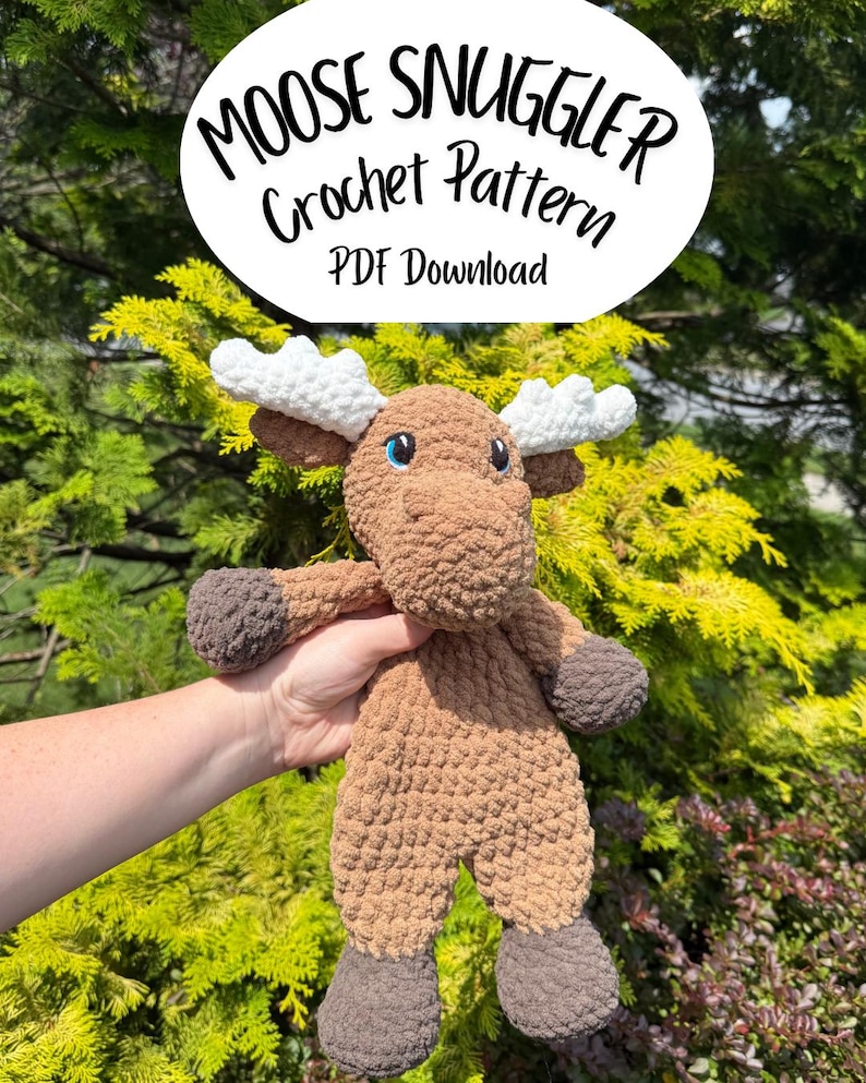 Crochet Pattern Murphy Moose Snuggler | Digital Download | Moose Lovey ...