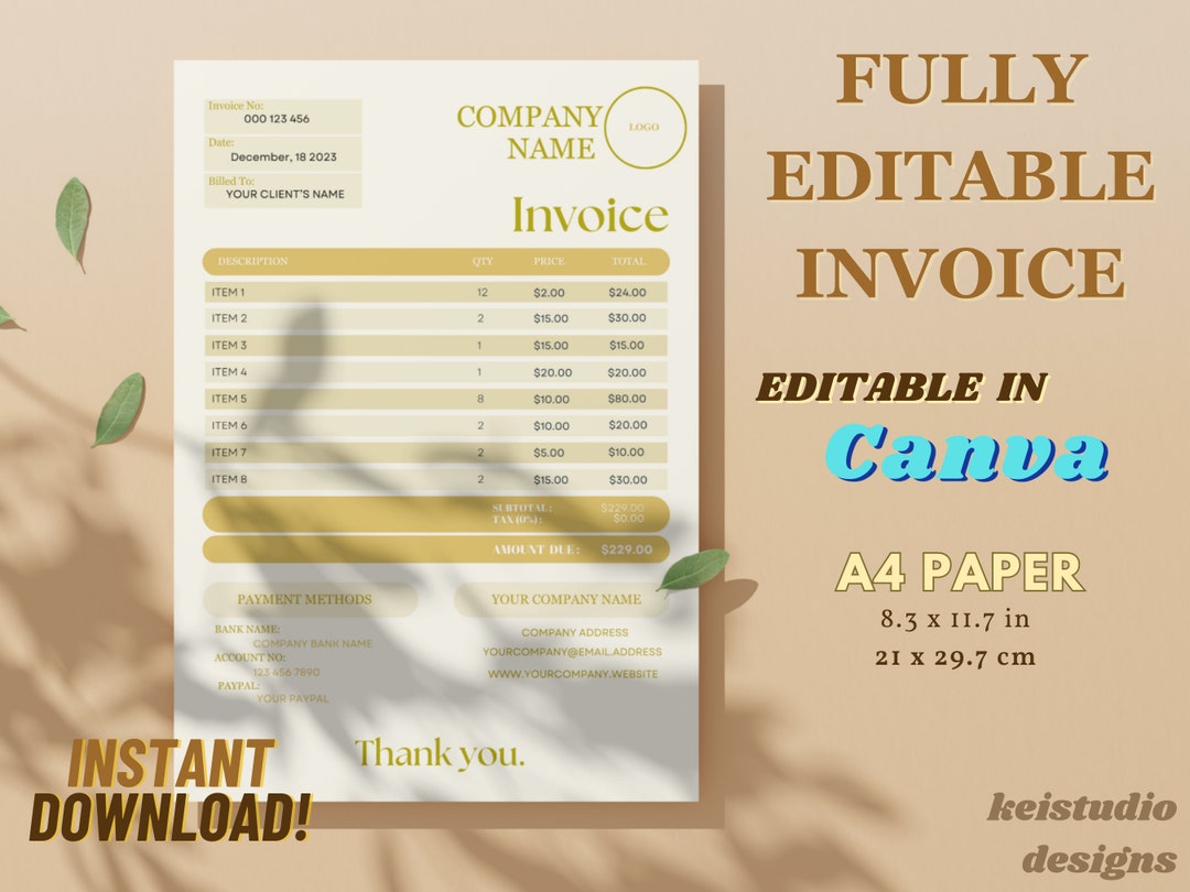 Editable Invoice Business Invoice Template Invoice Template Download ...