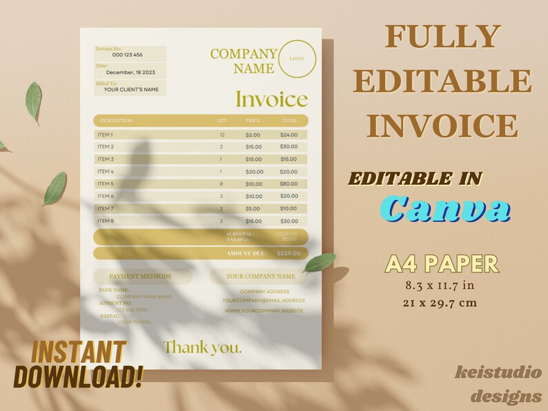 Editable Invoice Business Invoice Template Invoice Template Download ...