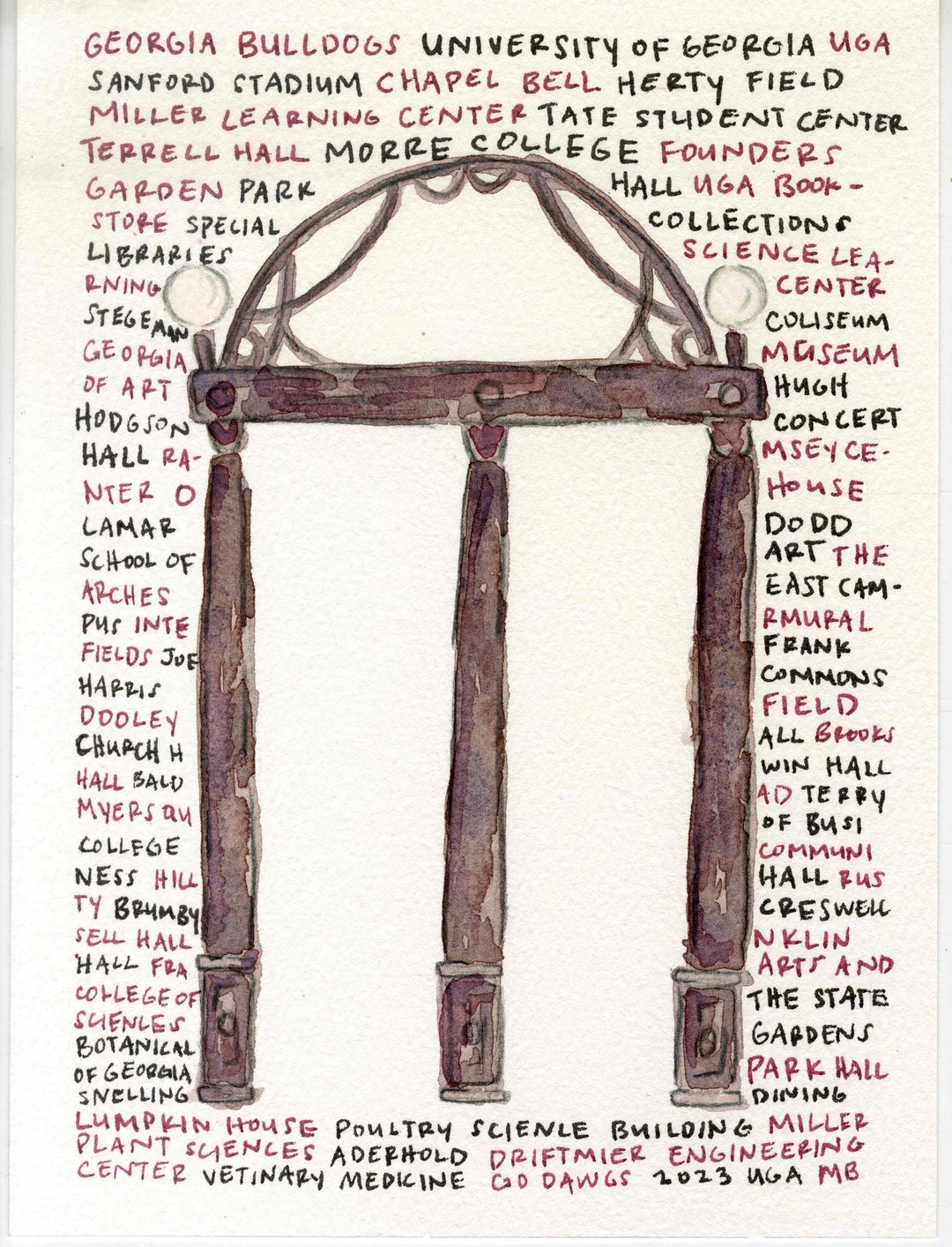 UGA Arches 5x7 Print - Etsy