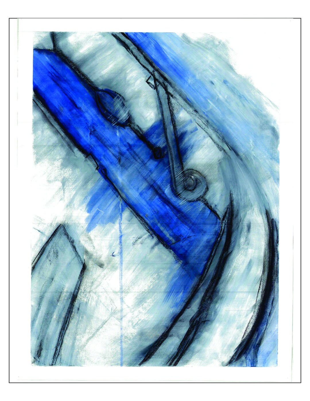 Blue Charcoal Clothespin Drawing, 8x10 Print - Etsy