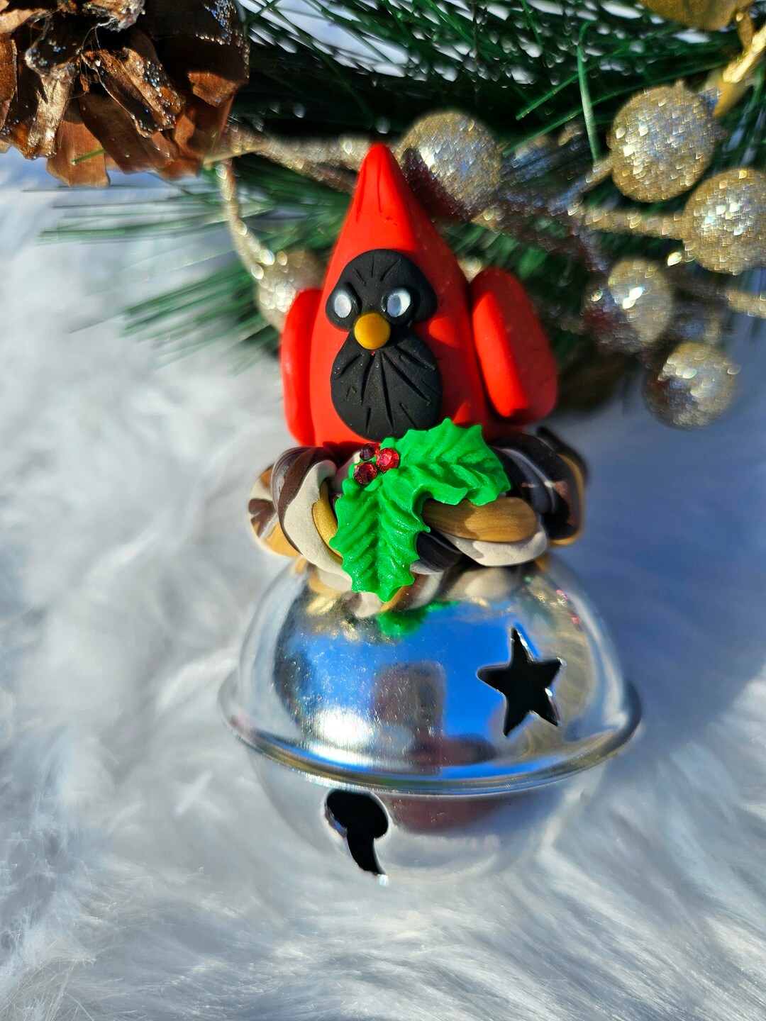 Handmade Clay Cardinal Jingle Bell Christmas Ornament - Etsy