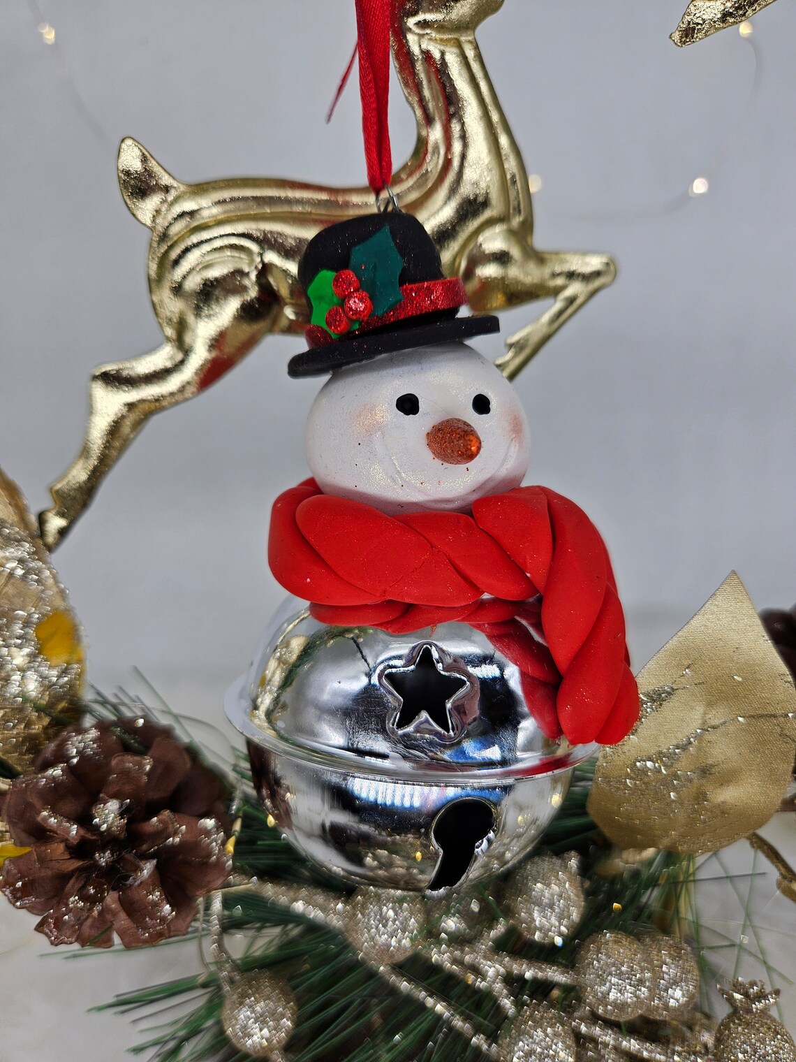 Handmade Clay Snowman Jingle Bell Christmas Ornament - Etsy