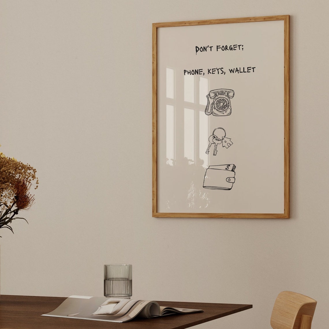 Don't Forget Sign, Cute Doorway Art, Phone Keys Wallet Reminder Print ...