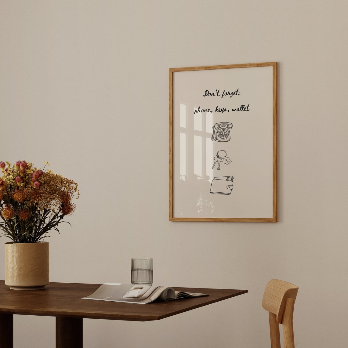Cursive Don't Forget Sign, Cute Doorway Art, Phone Keys Wallet Reminder ...