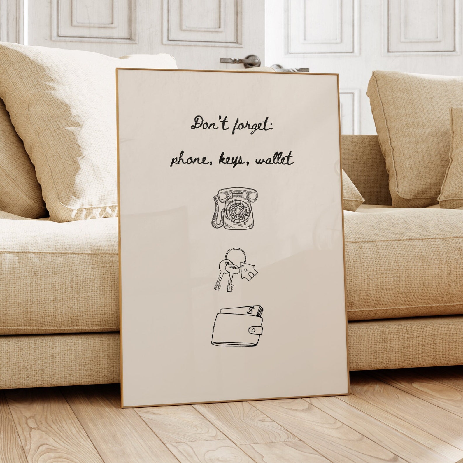 Cursive Don't Forget Sign, Cute Doorway Art, Phone Keys Wallet Reminder ...