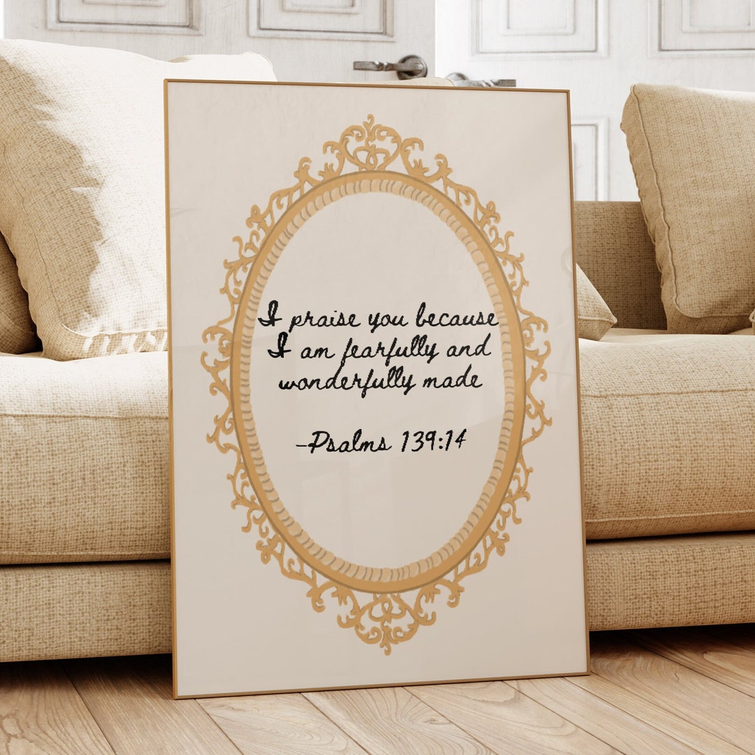 Fearfully and Wonderfully Made Print, Psalm 139:14 Print, Gold Mirror ...