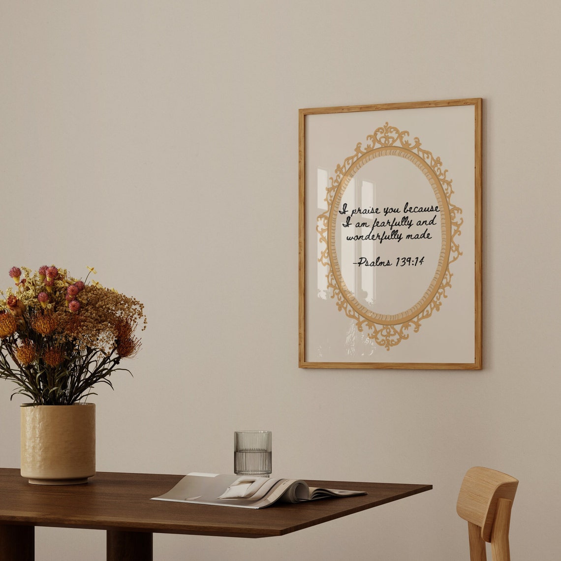 Fearfully and Wonderfully Made Print, Psalm 139:14 Print, Gold Mirror ...