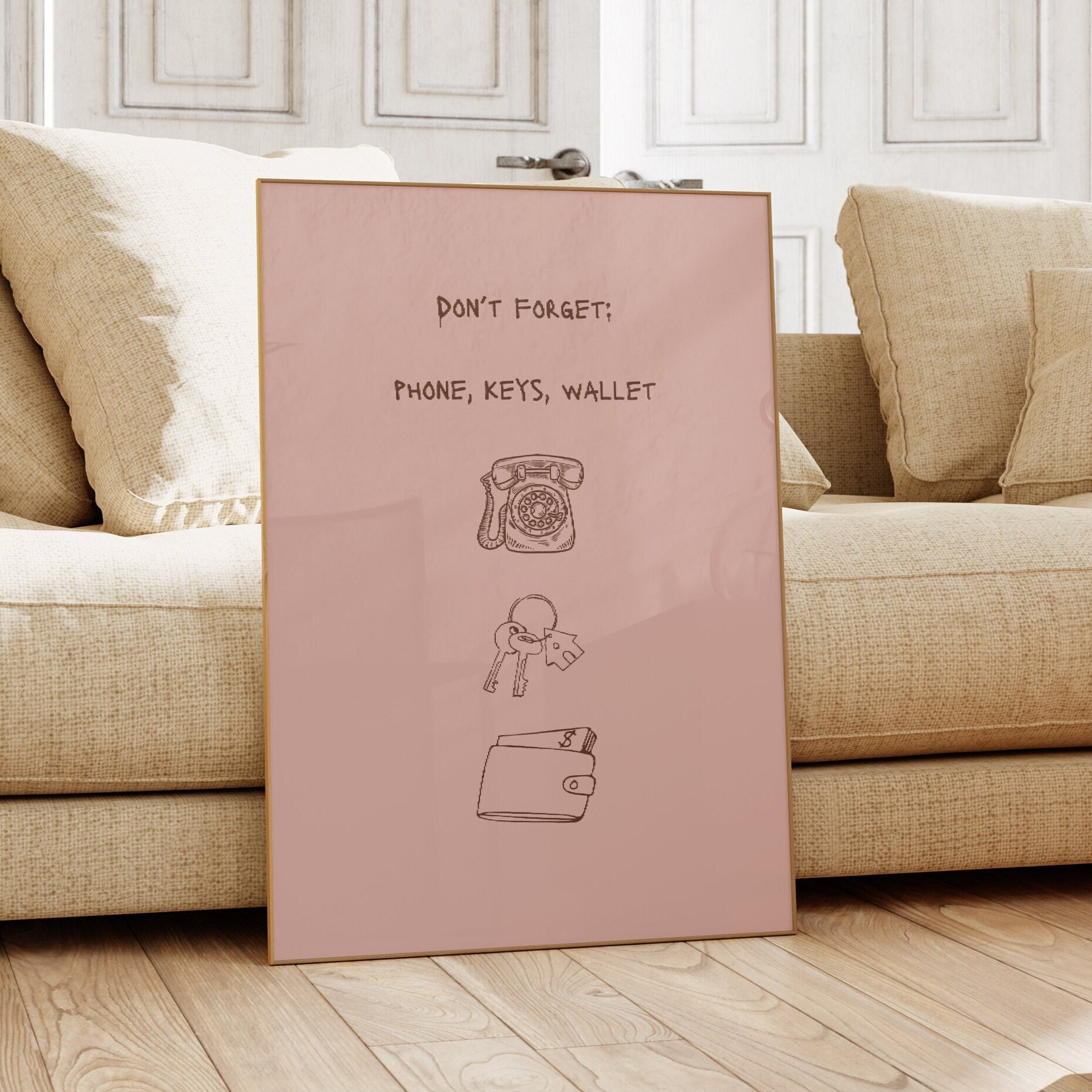 Pink Don't Forget Sign, Cute Doorway Art, Phone Keys Wallet Reminder ...