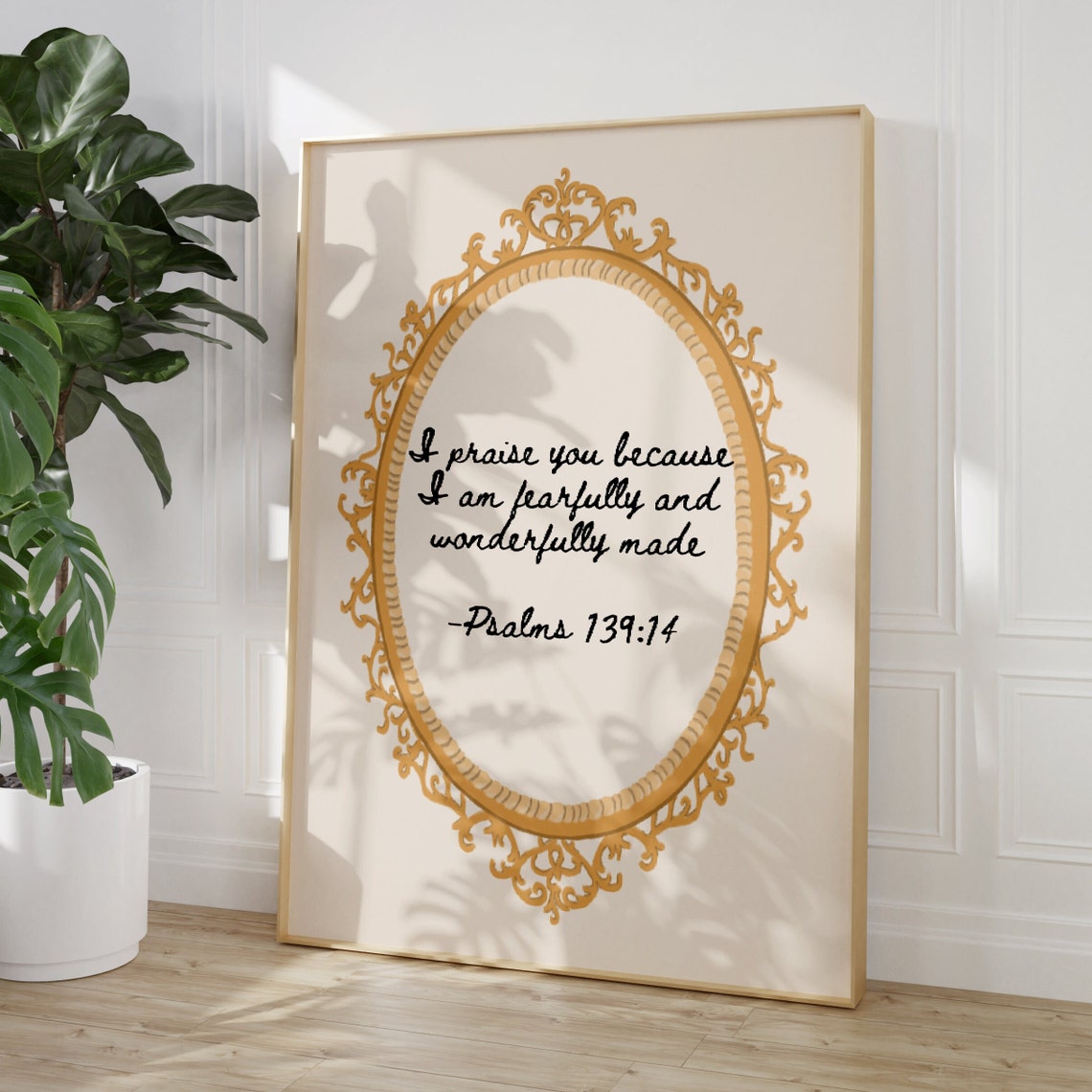 Fearfully and Wonderfully Made Print, Psalm 139:14 Print, Gold Mirror ...