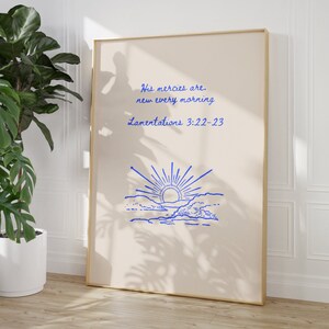 Blue His Mercies Are New Every Morning, Lamentations 3:22-23 Print ...