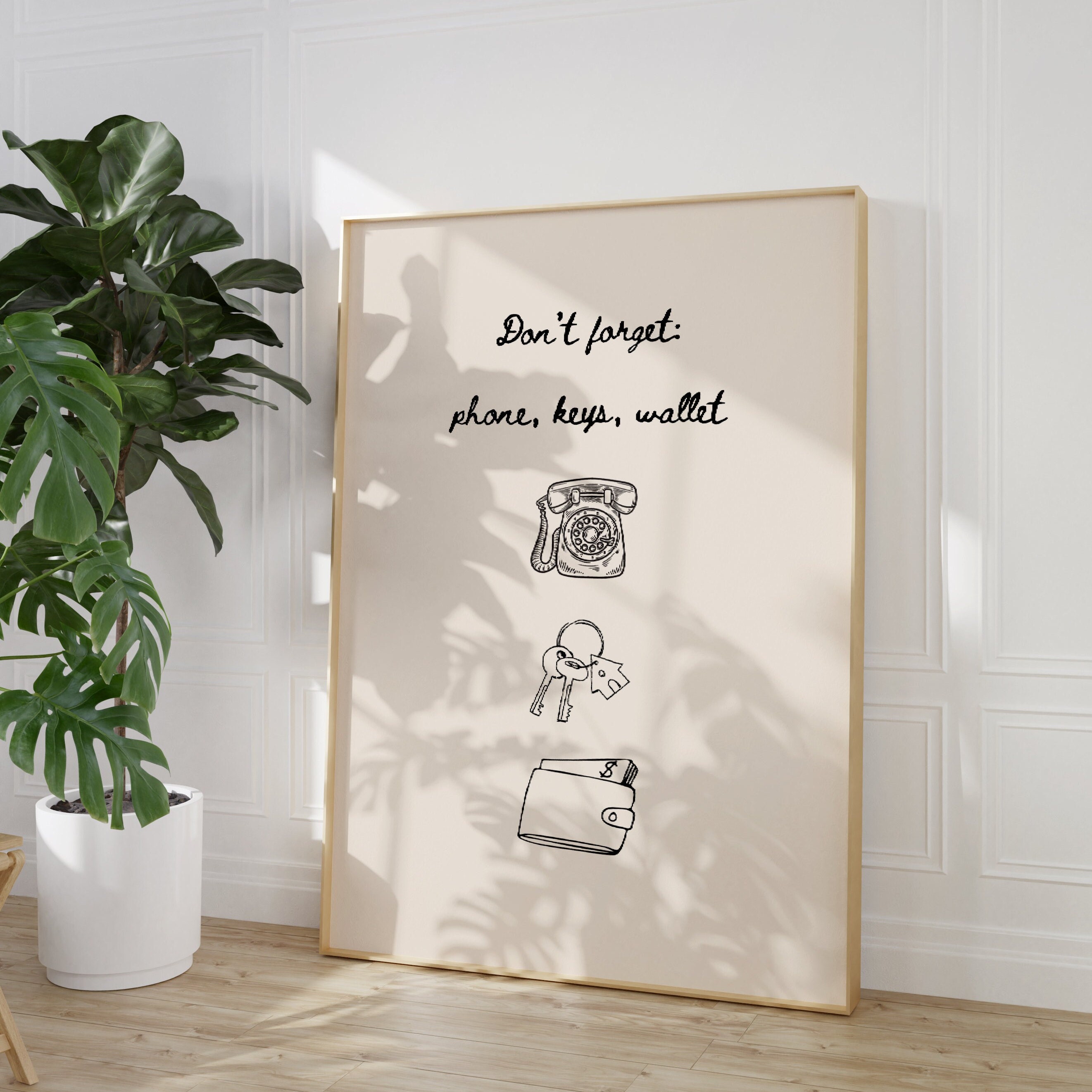 Cursive Don't Forget Sign, Cute Doorway Art, Phone Keys Wallet Reminder ...