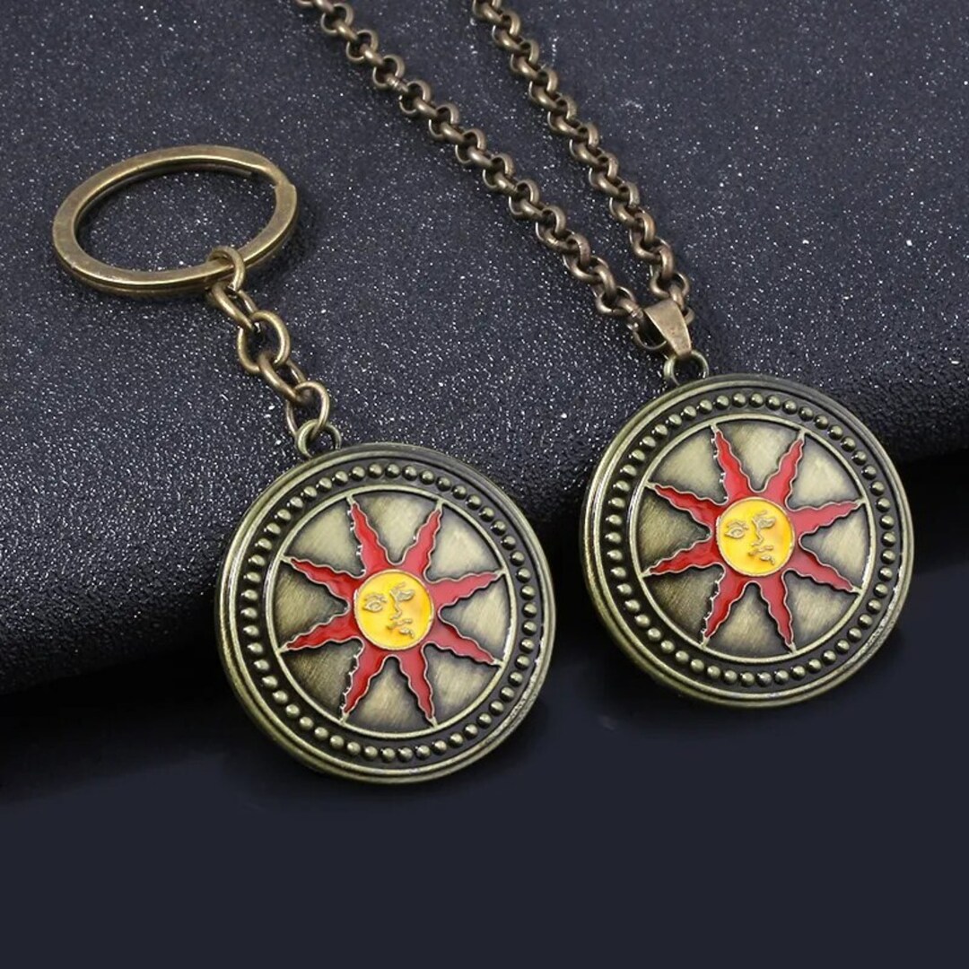 Dark Souls Keychain Necklace Replica Sun Knight Shield Gaming Keychain ...