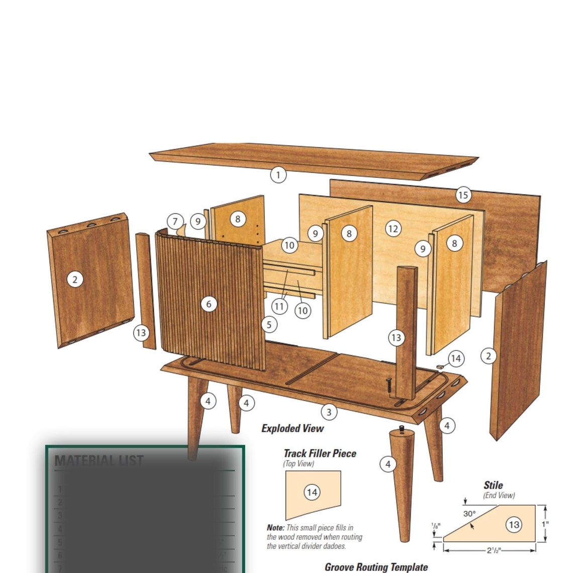 Wood Modern Cabinet Plan, Tambour Cabinet Plan, Cabinet PDF Plans ...
