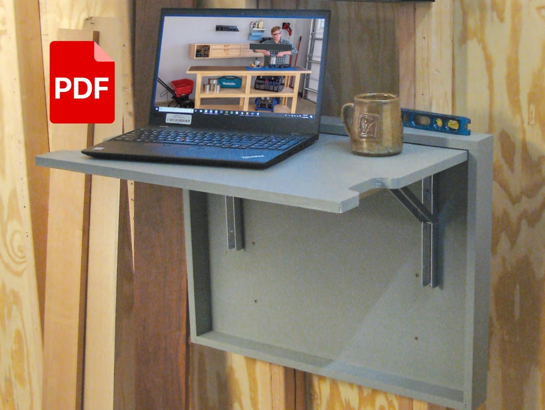 Wall Mounted Table Plan, Foldable Desk Idea, Diy Folding Desk, Made ...