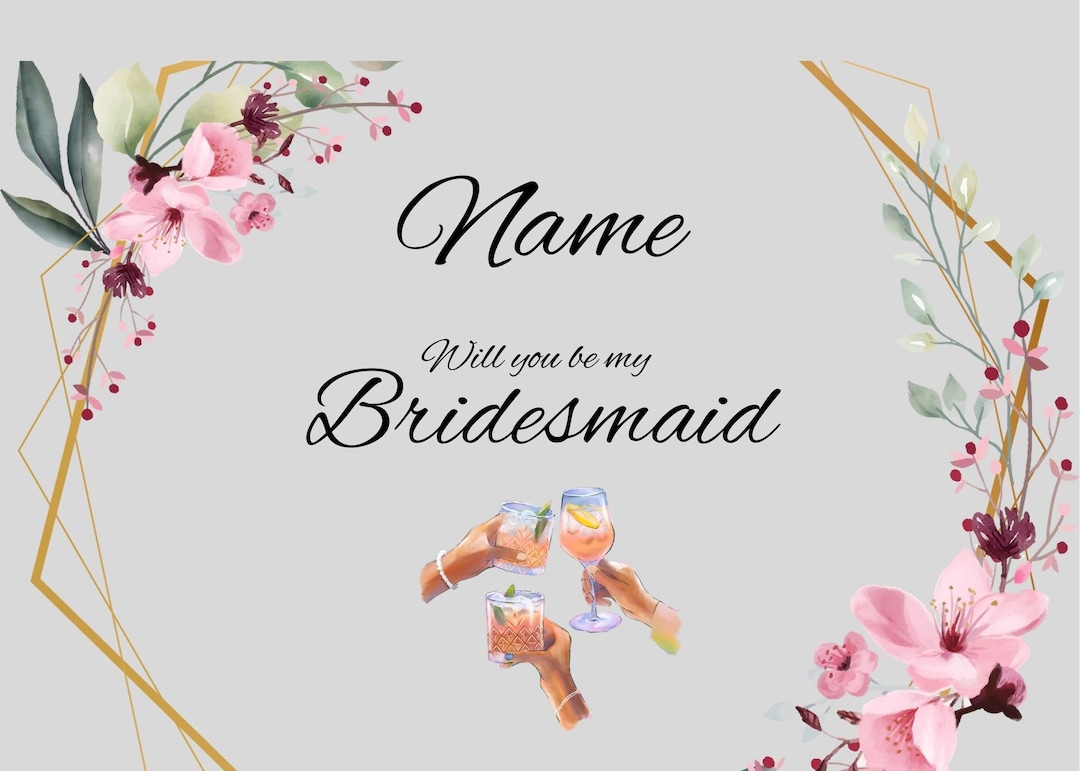 Bridesmaid Invitation Card Template - Editable Template - Etsy