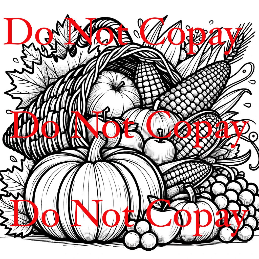 10 Digital Printable Thanksgiving Autumn Themed Coloring Pages - Bundle ...