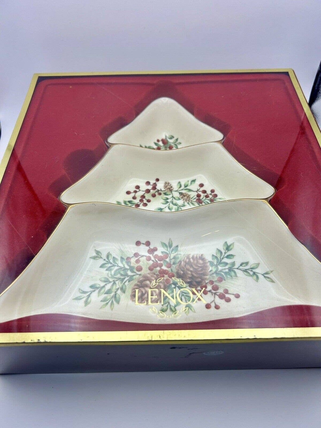 Lenox, Boxwood and Pine, Tree Divided Server, Williamsburg 9.5'' New ...