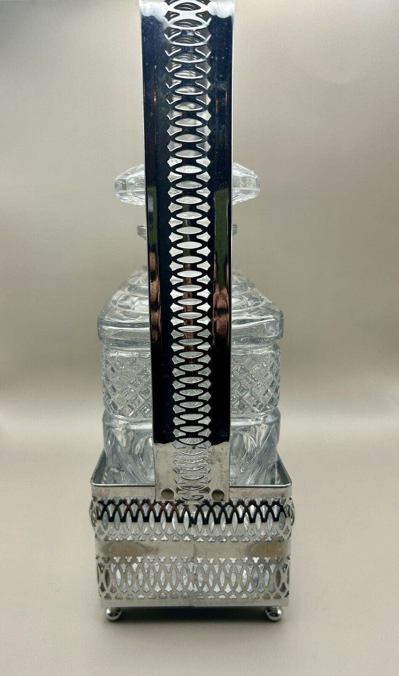 Set of 2, Imperial Cape Cod, Crystal Square Decanters, With Silver ...