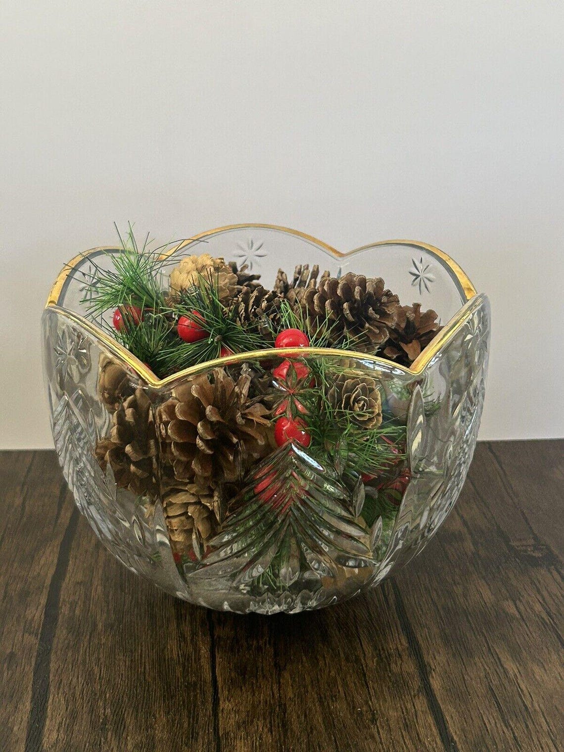 Vintage, Mikasa, "christmas Tree Gold" Cut Trees, Gold Scalloped Rim 8 ...