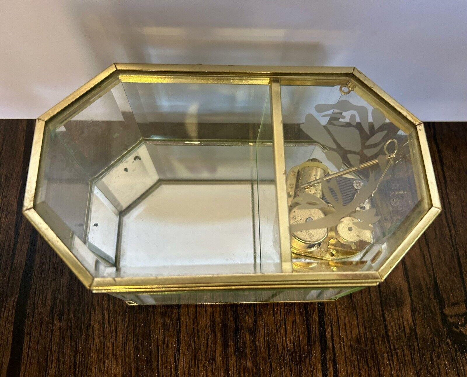 Vintage, Mitsuyo, Brass & Etched Glass, Music Box, Jewelry Box, fur ...