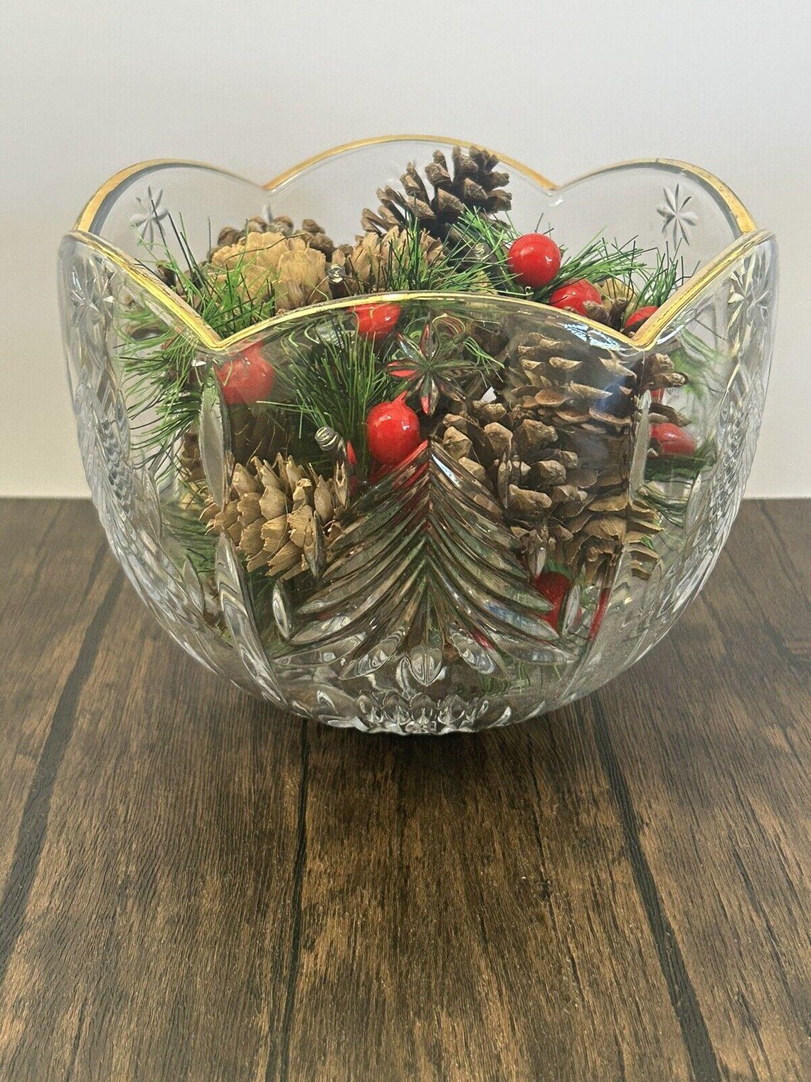 Vintage, Mikasa, "christmas Tree Gold" Cut Trees, Gold Scalloped Rim 8 ...