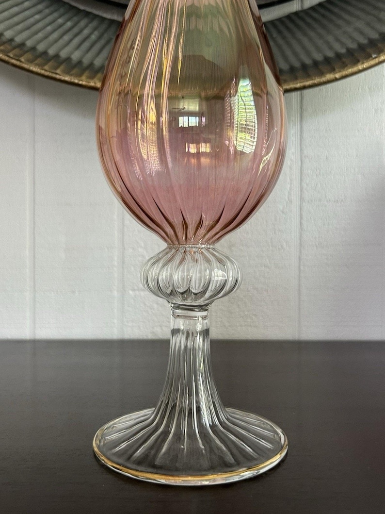 Vintage, Murano Glass Vase, 1940s, Pink Swirl Double Handled Venetian ...
