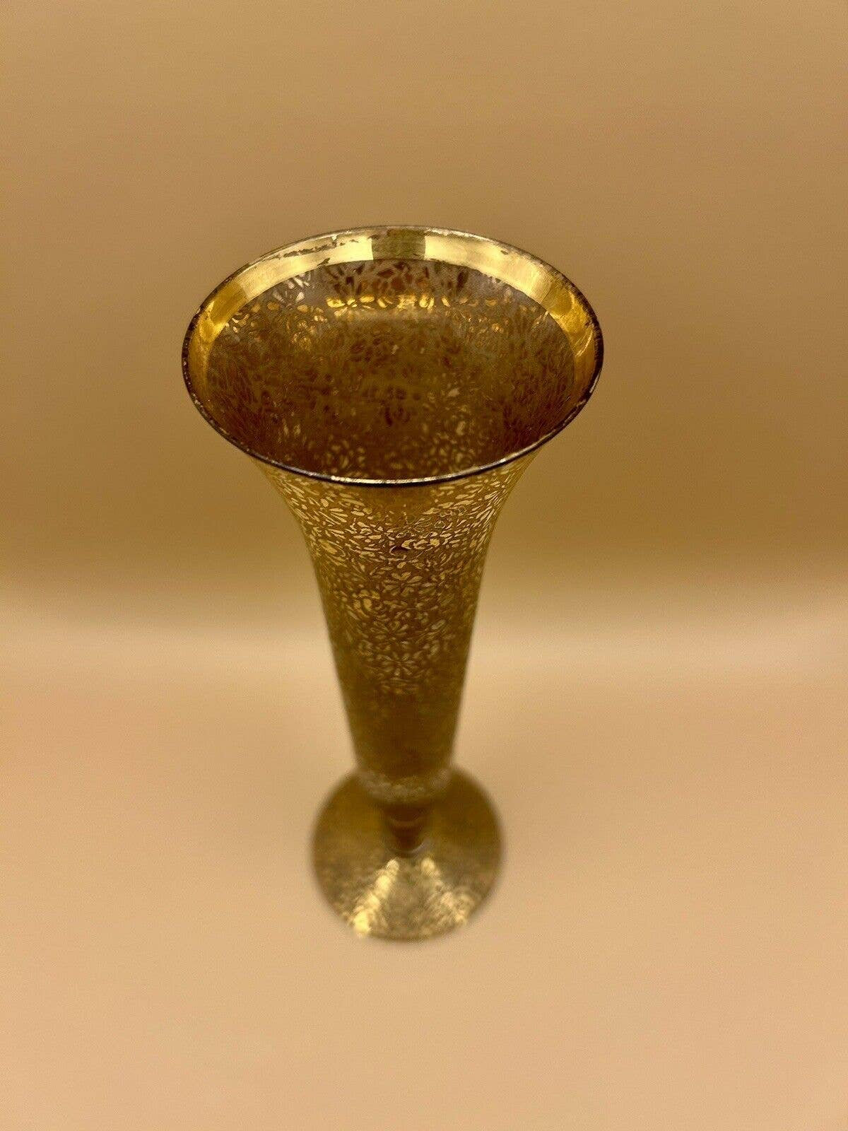 Mid Century Vintage. Ransgil Crystal, 22k Gold, Floral, Bud Vase, 8.5 ...