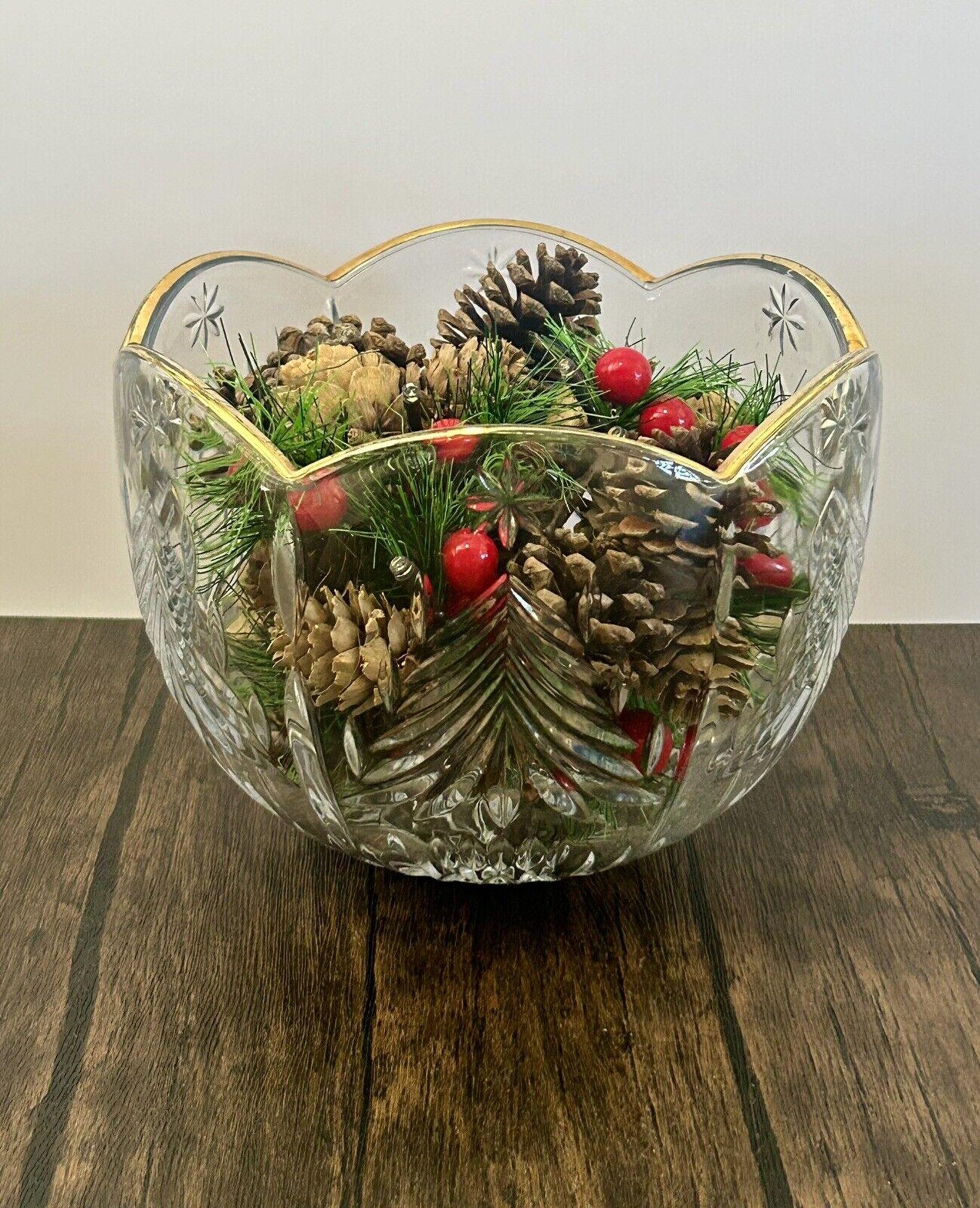 Vintage, Mikasa, "christmas Tree Gold" Cut Trees, Gold Scalloped Rim 8 ...