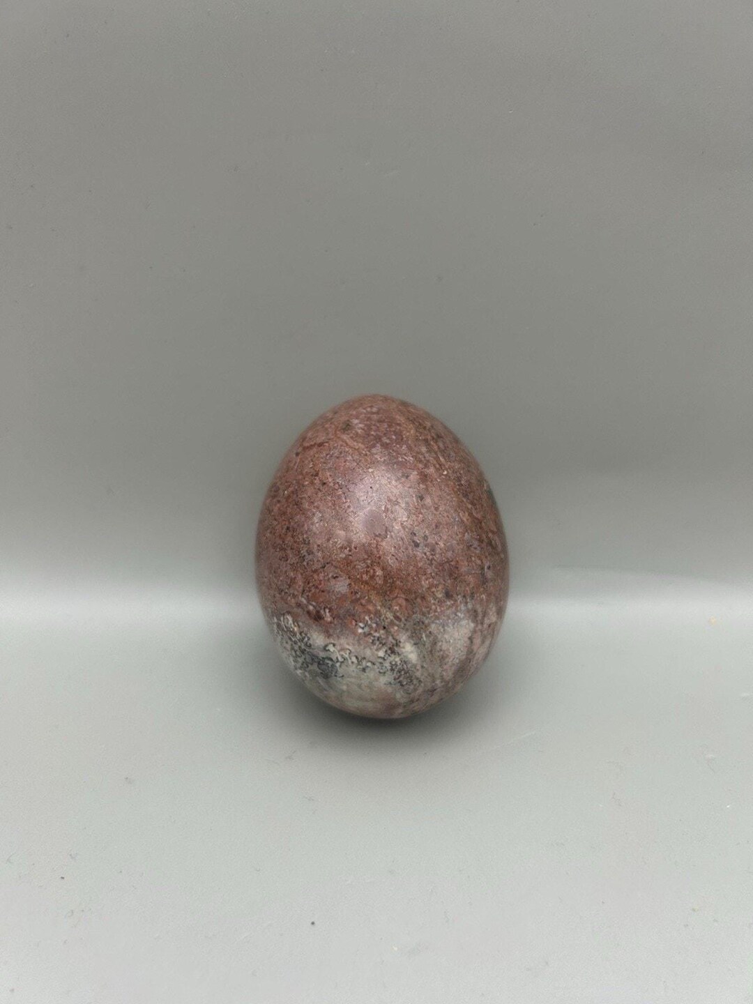 Vintage, Alabaster, Hand Carved, Stone Egg, Maroon & White, Marble ...