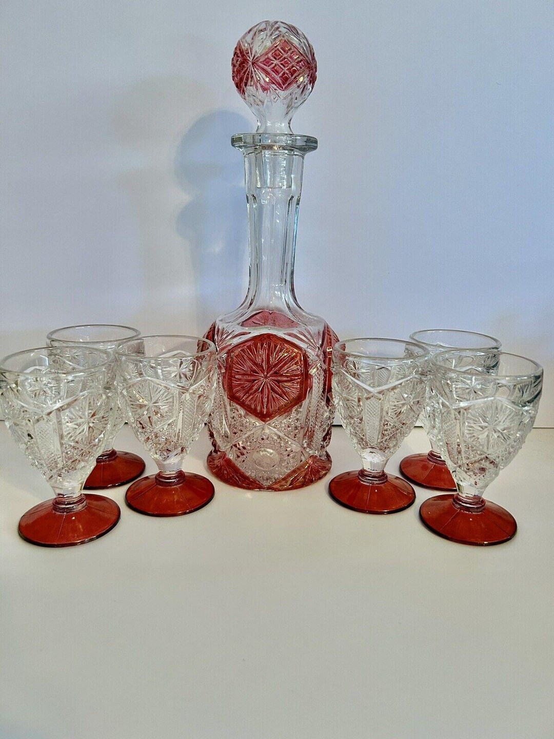 Vintage, Imperial Glass, Red Ruby, Decanter, Six Cup Set, 11.5” - Etsy