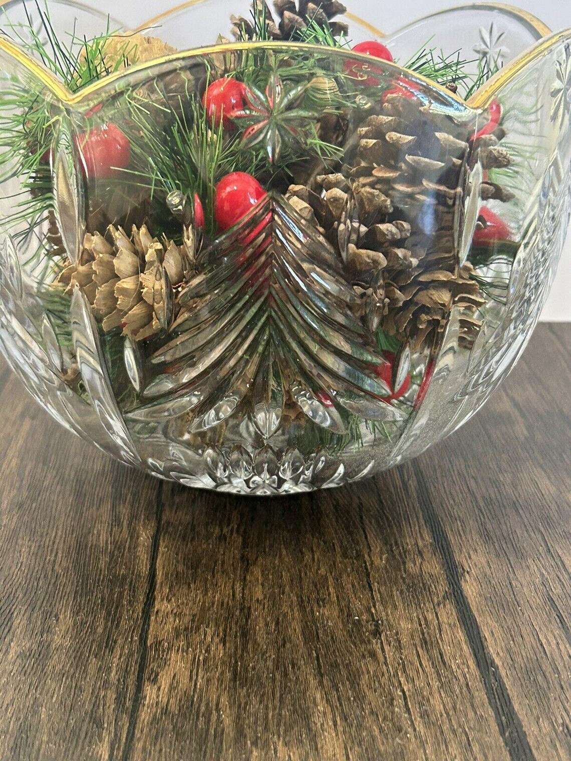 Vintage, Mikasa, "christmas Tree Gold" Cut Trees, Gold Scalloped Rim 8 ...