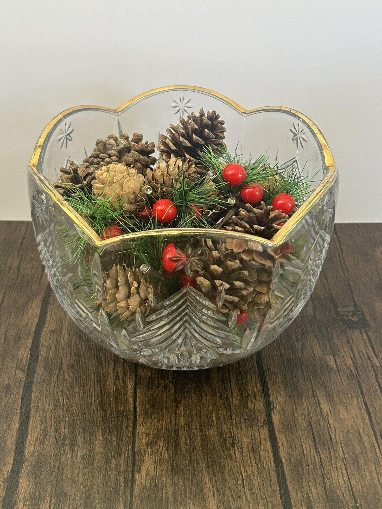 Vintage, Mikasa, "christmas Tree Gold" Cut Trees, Gold Scalloped Rim 8 ...