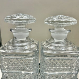 Set of 2, Imperial Cape Cod, Crystal Square Decanters, With Silver ...