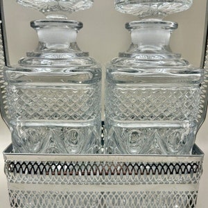 Set of 2, Imperial Cape Cod, Crystal Square Decanters, With Silver ...