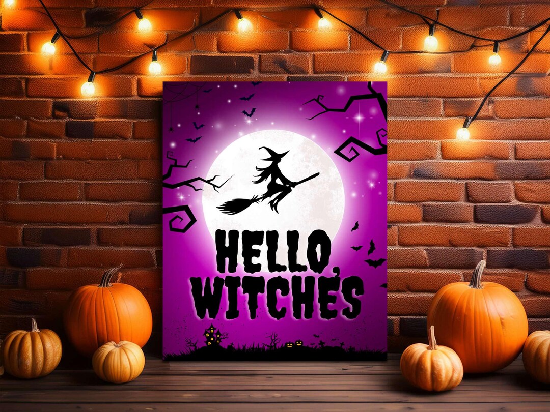 Hello Witches Halloween Poster, Spooky Home Decor (digital Download) - Etsy