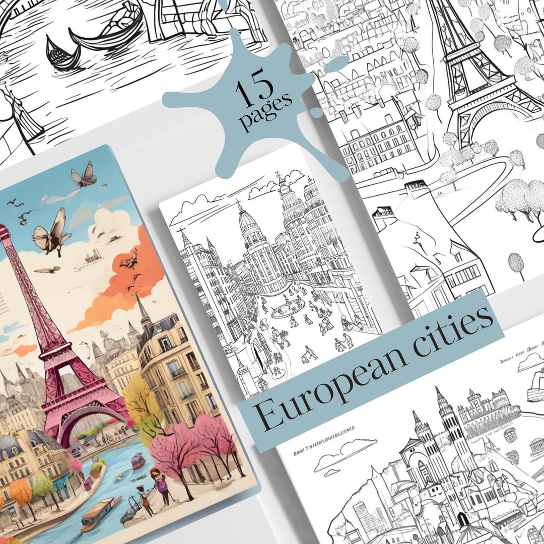 15 European Cities Coloring Pages, Printable PDF, Landmarks European ...