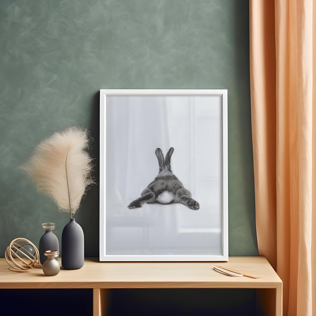 Rabbit Bottom Digital Art Print Print Hand-painted Pastel - Etsy