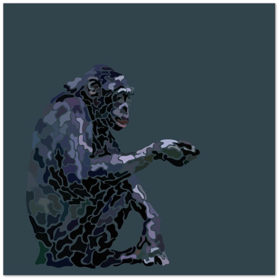 Bonobo, Art, Illustration, Drawing, Digital Art, Home Decor, Office ...
