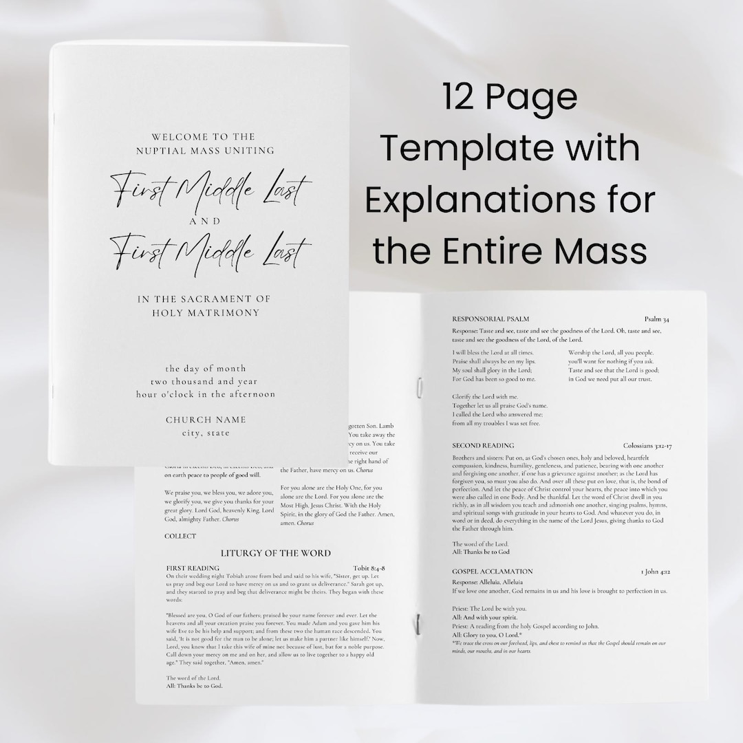 Catholic Wedding Program With Mass Responses – Explains Nuptial Mass ...