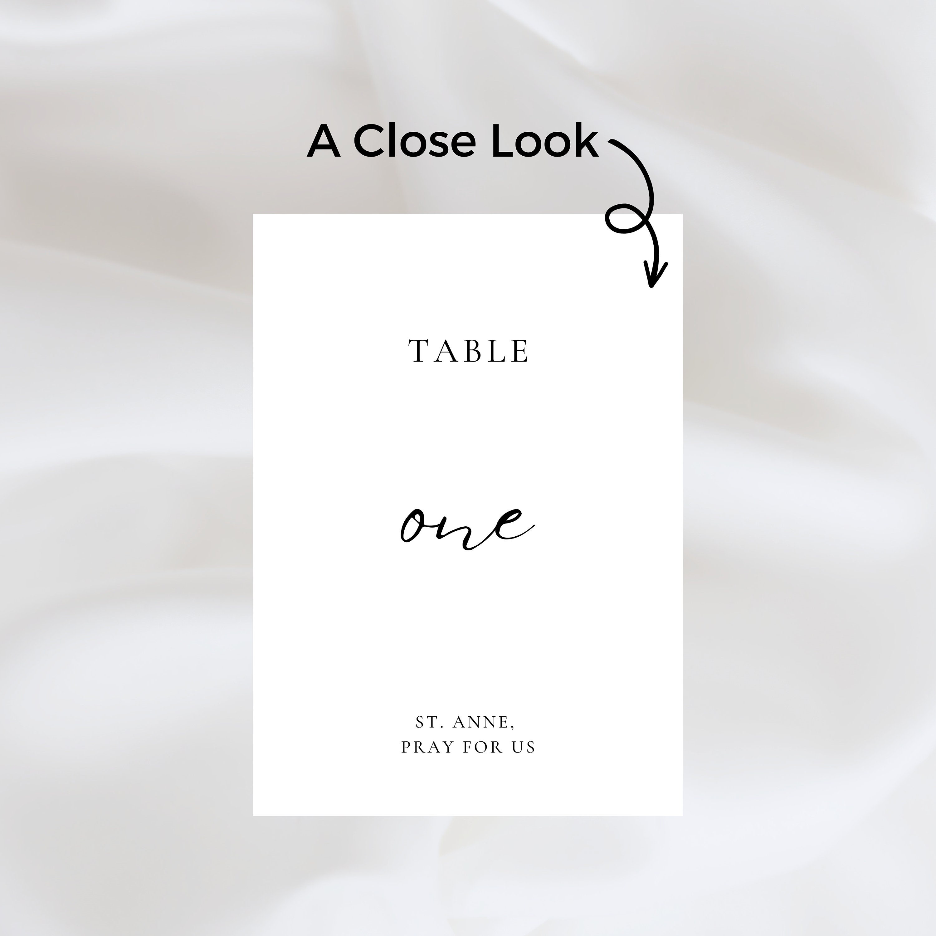 Catholic Wedding Table Numbers: Saints Intercession, Minimalist Seating ...