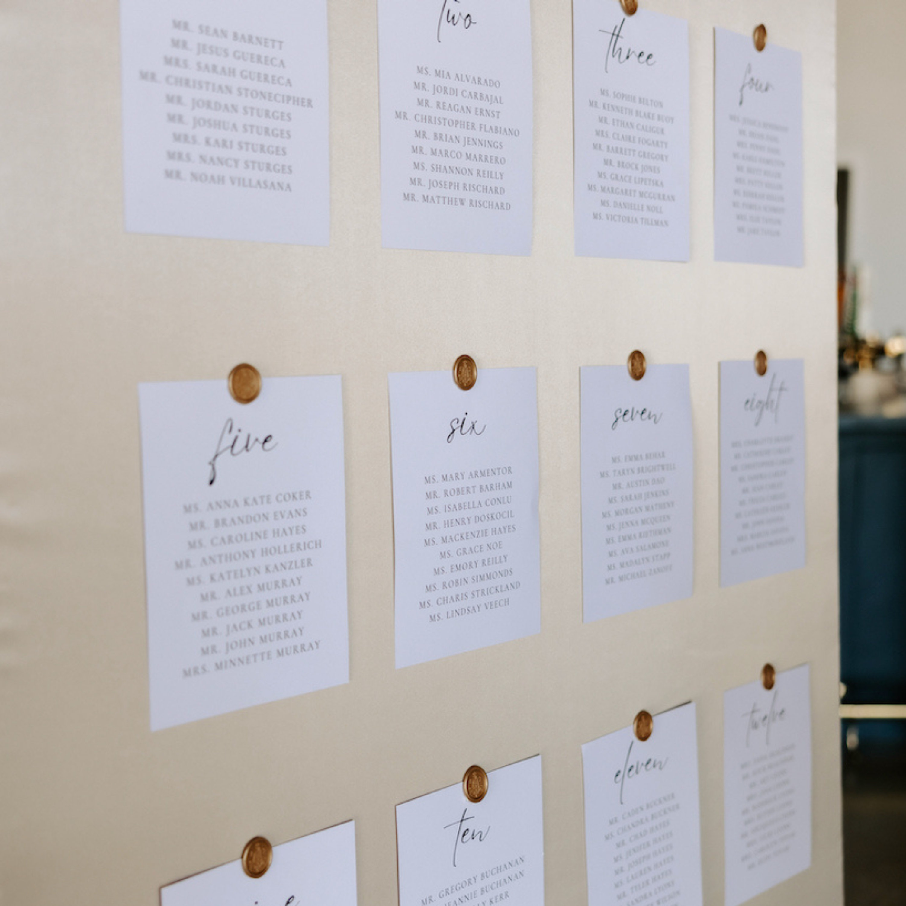 Minimalist Wedding Seating Chart, Assigned Tables, 20 Individual ...