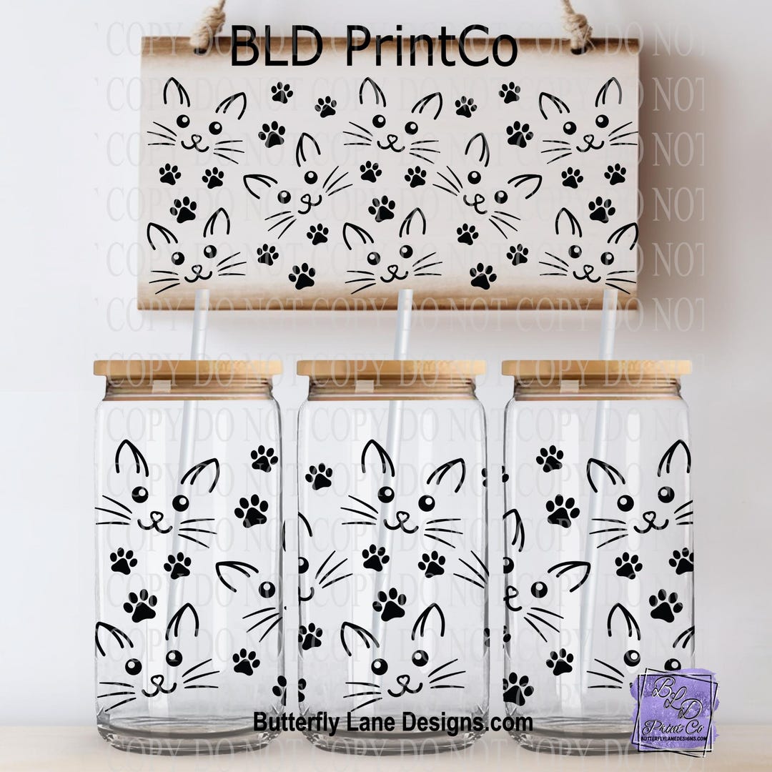 L772 Cat Faces and Toe Beans - UVDTF Libbey Wrap - Etsy