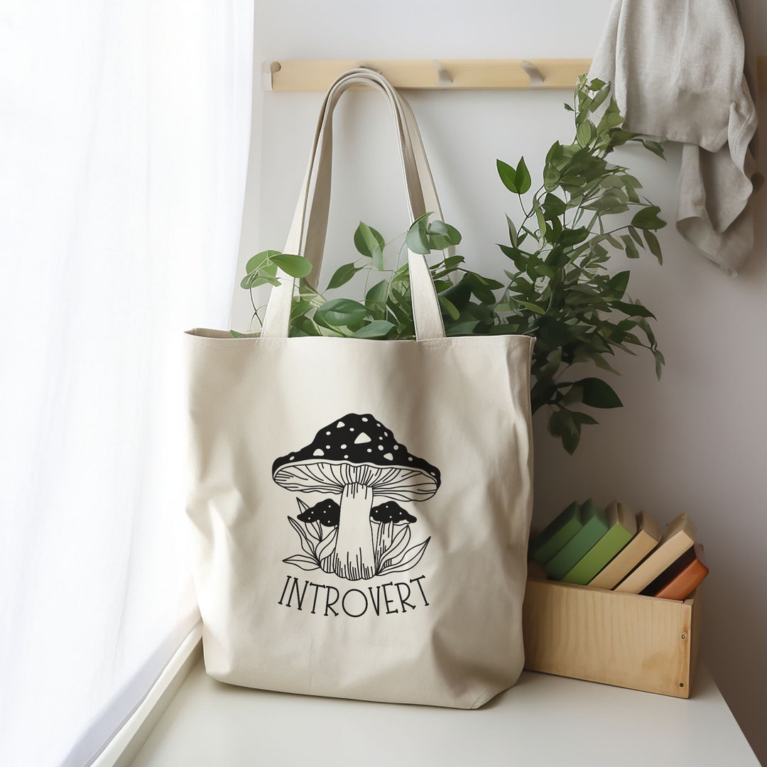 Introvert Tote Bag, Mushroom Lover Bag, Introvert Bag, Self Help Fan ...