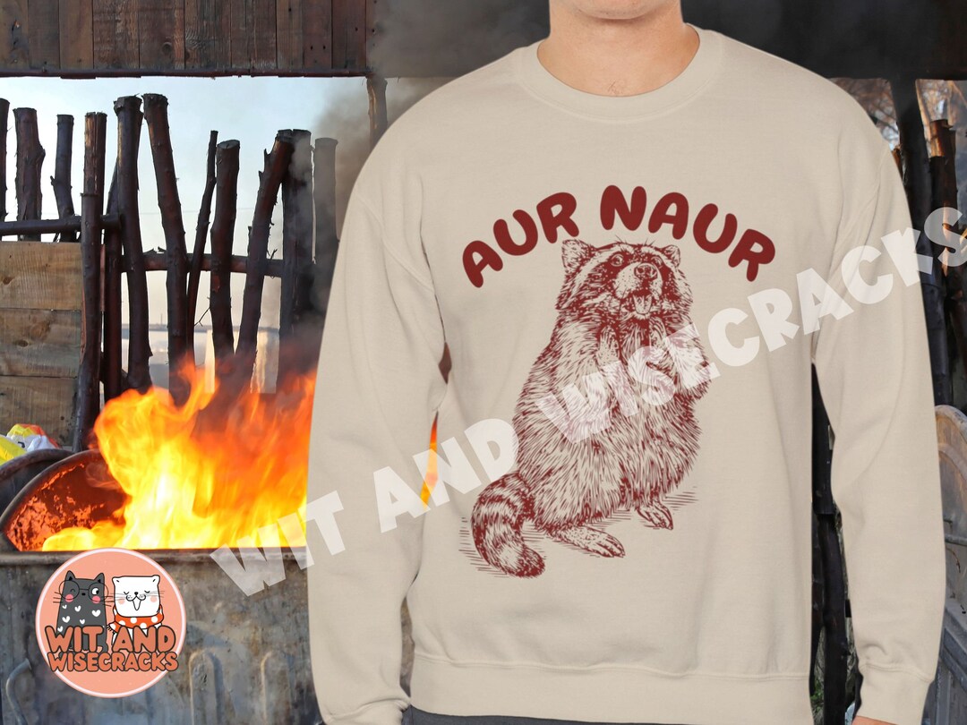 AUR NAUR Raccoon Meme Sweatshirt, Funny Gen Z Shirt, Aussie Y2K Top ...