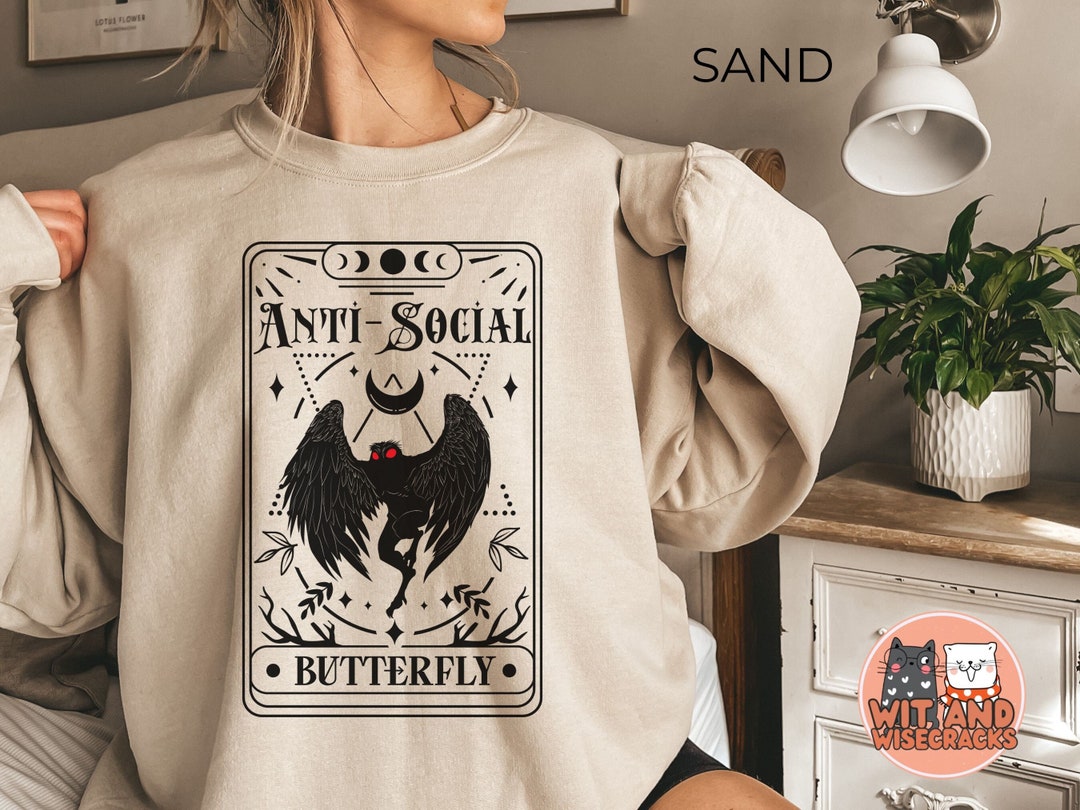 Mothman Tarot Card Antisocial Butterfly Sweatshirt Cryptid ...