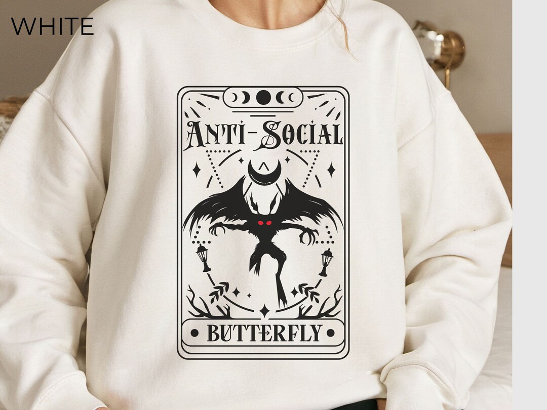 Mothman Tarot Card Antisocial Butterfly Sweatshirt Cryptid ...