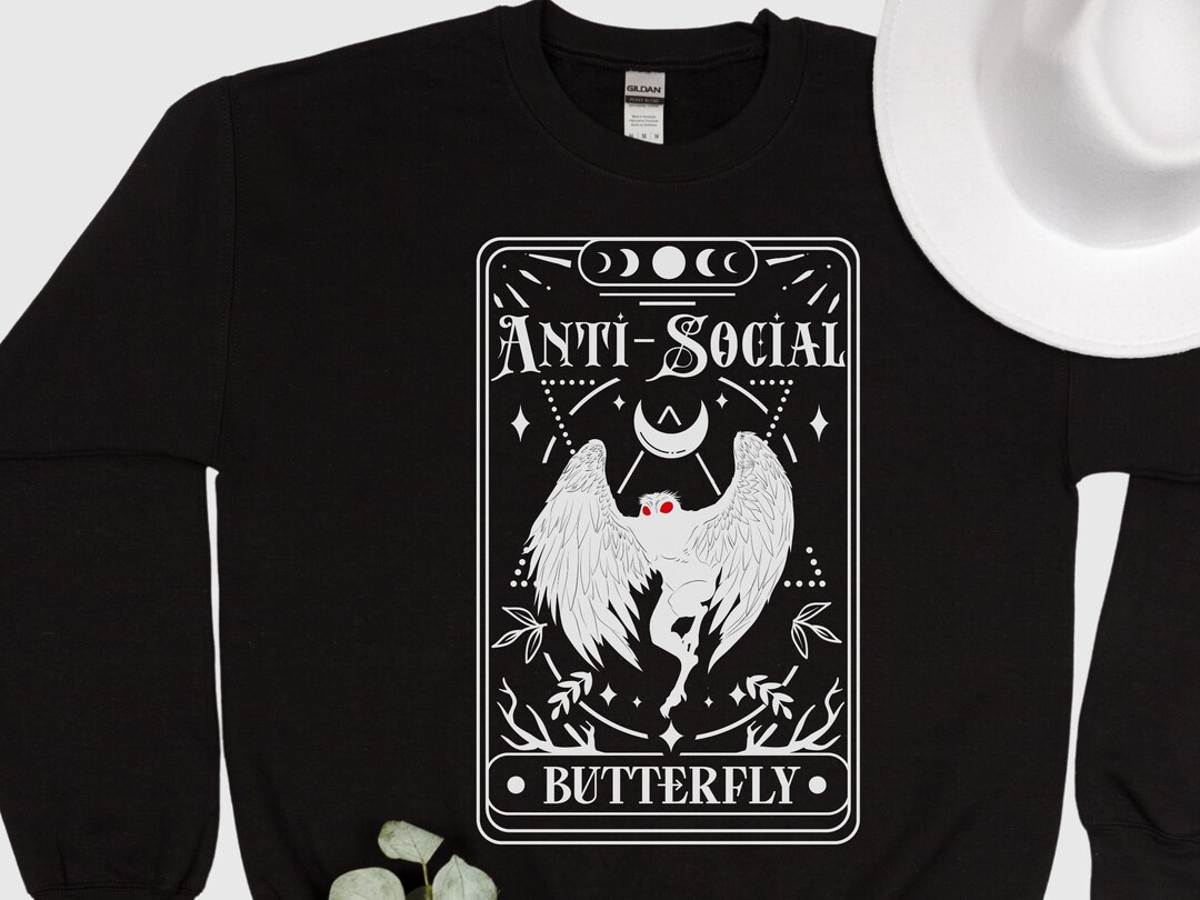 Mothman Tarot Card Antisocial Butterfly Sweatshirt Cryptid ...