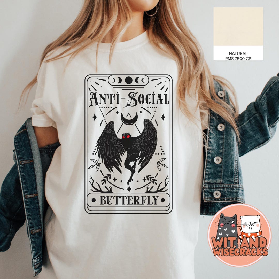 Mothman Tarot Card Antisocial Butterfly Shirt Cryptid Cryptozoologist ...